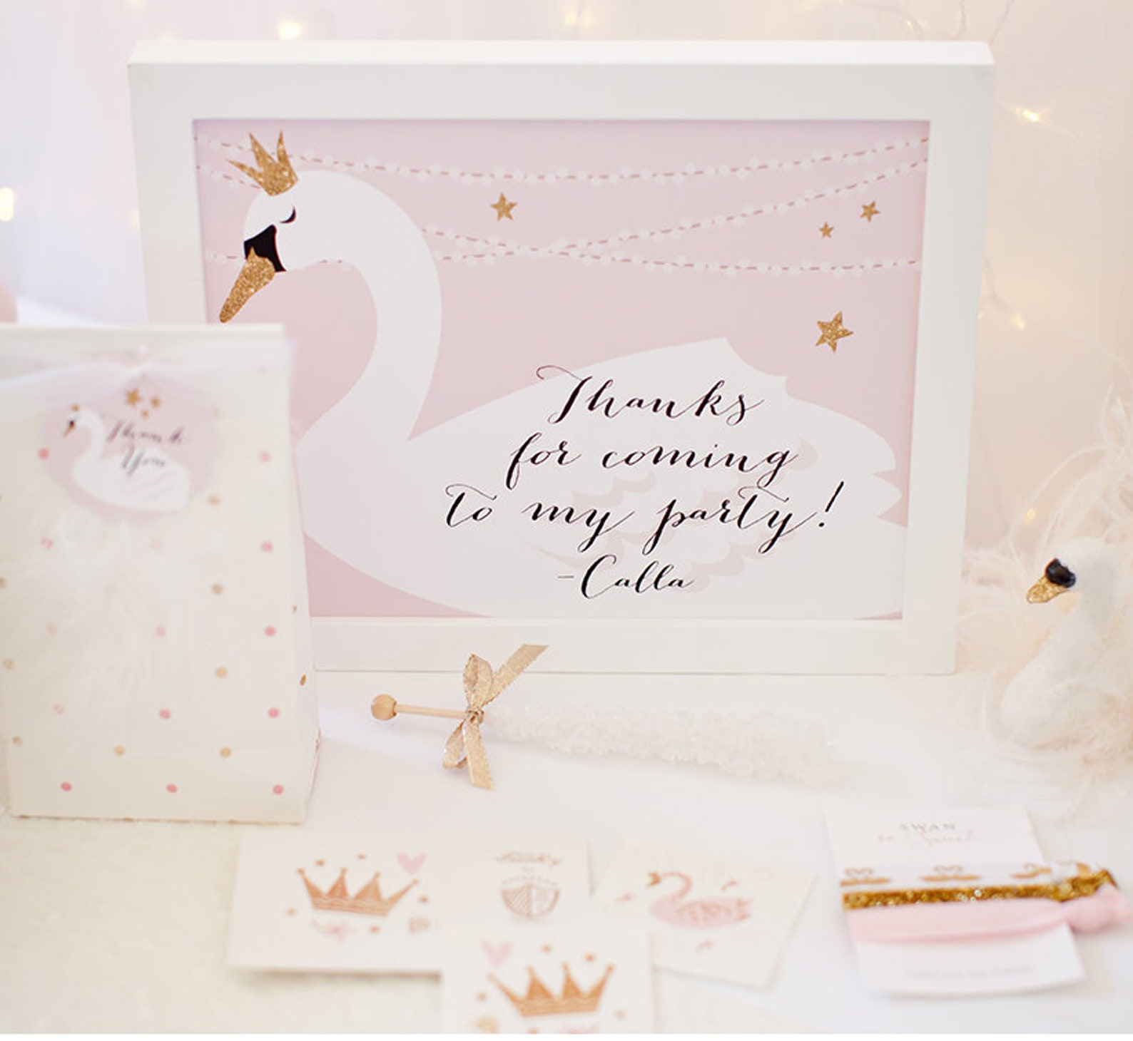 Sweet Swan Soirée Birthday Invitation Suite Blush Pink With Gold ...