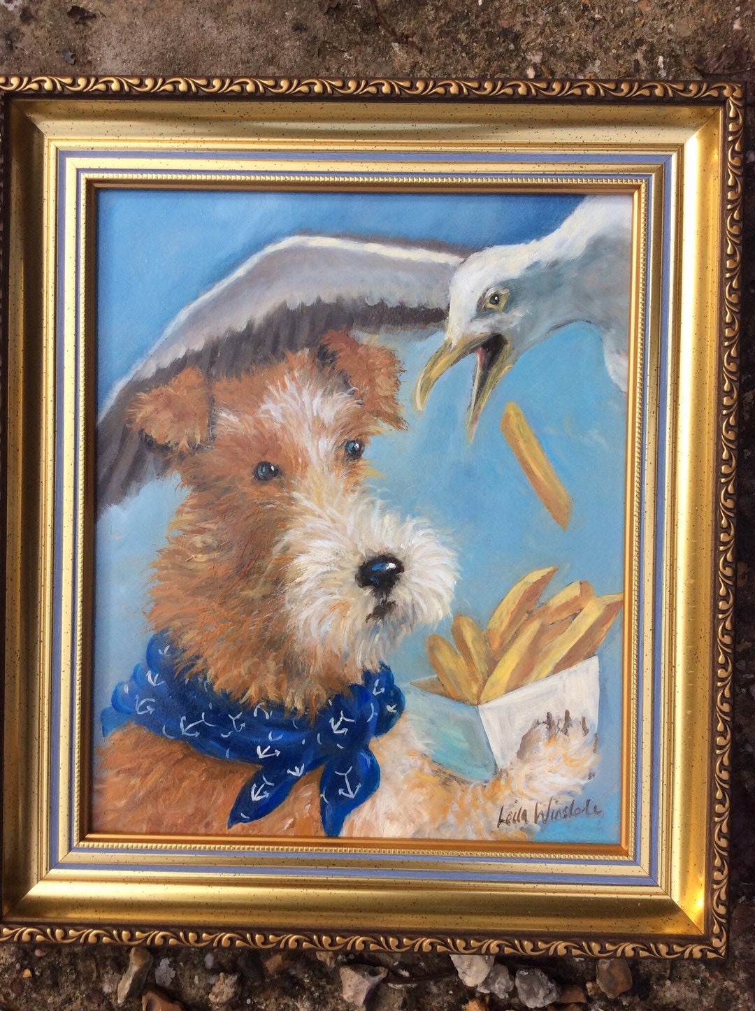 Fox Terrier and Seagull, Dog, Chips, Seagulls, Dogs, Wall Art, Original ...
