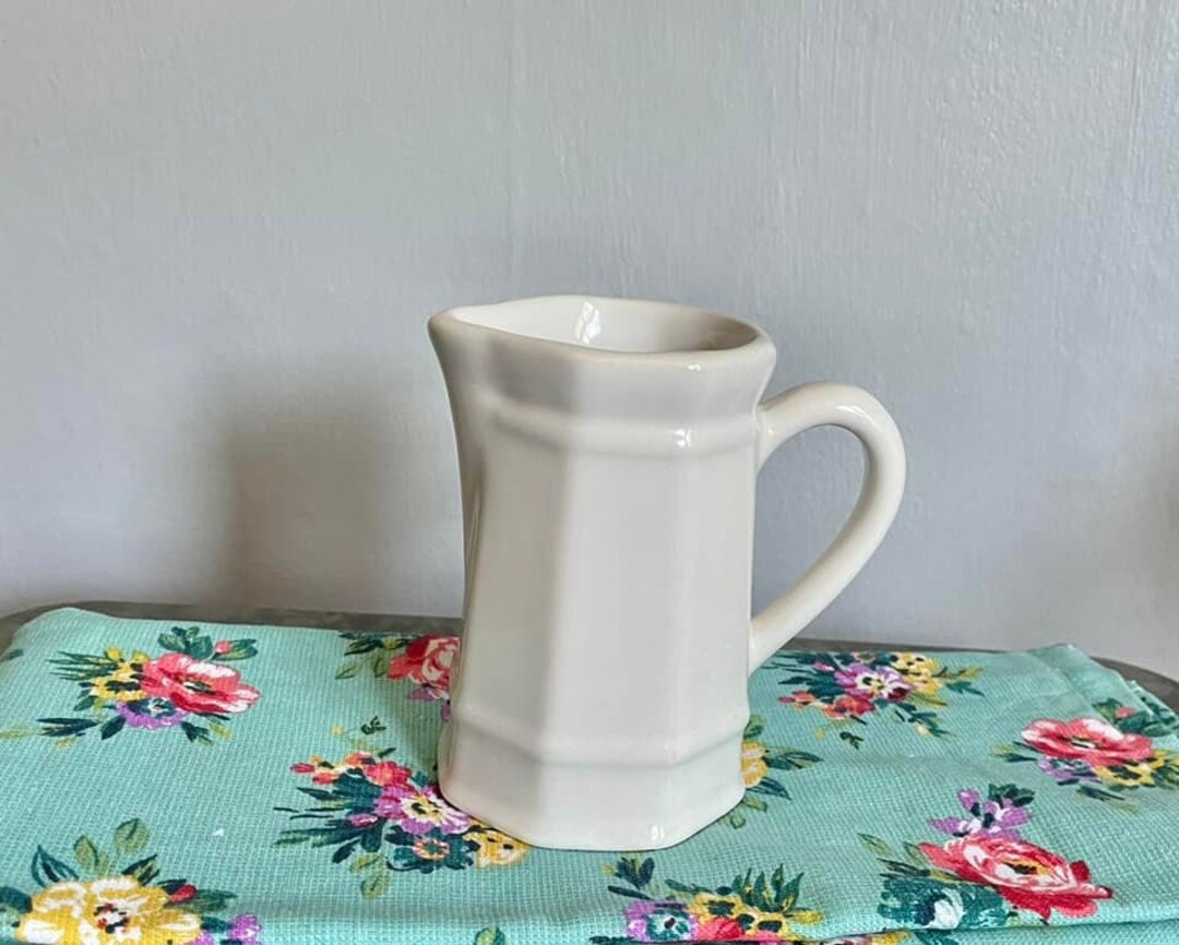 Vintage Heavy White Creamer W/ Handle Servingware Creamer for Coffee or ...