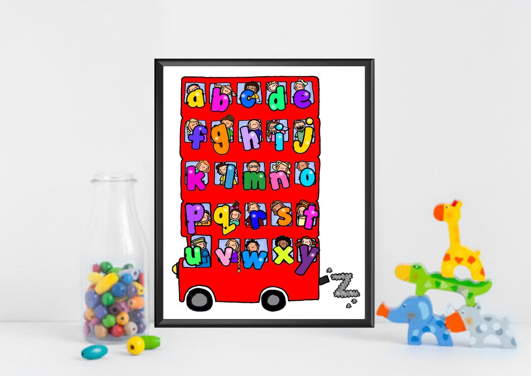 Alphabet Portrait, Bus, Alphabet, Children's Alphabet, Nursery Print ...