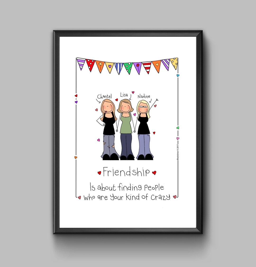 Custom Friends Portrait, Framed Friends Print, Personalised Friends ...