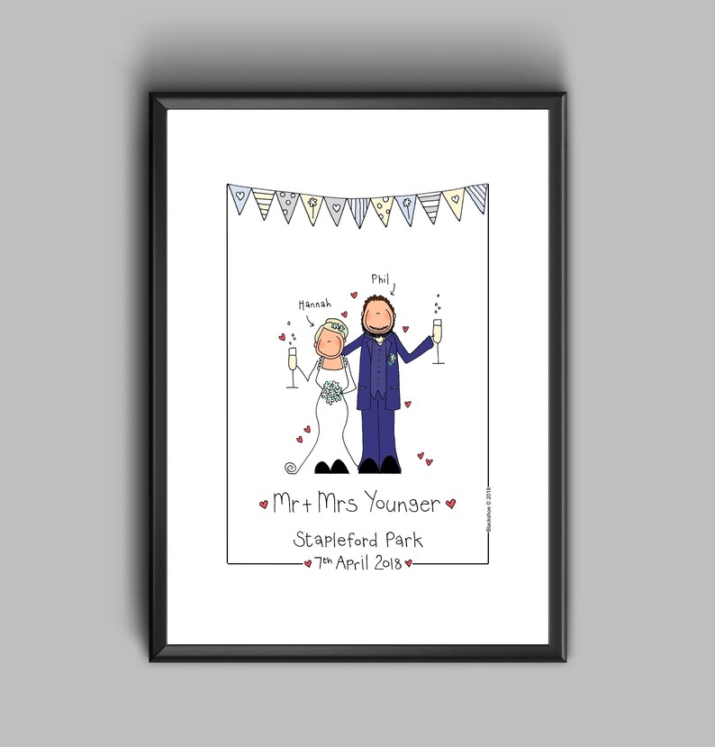 Mr & Mr A4 Personalised Wedding Portrait Framed Wedding - Etsy