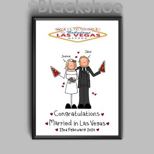 Las Vegas Wedding Portrait, Personalised Wedding Gift, Vegas, Hand ...