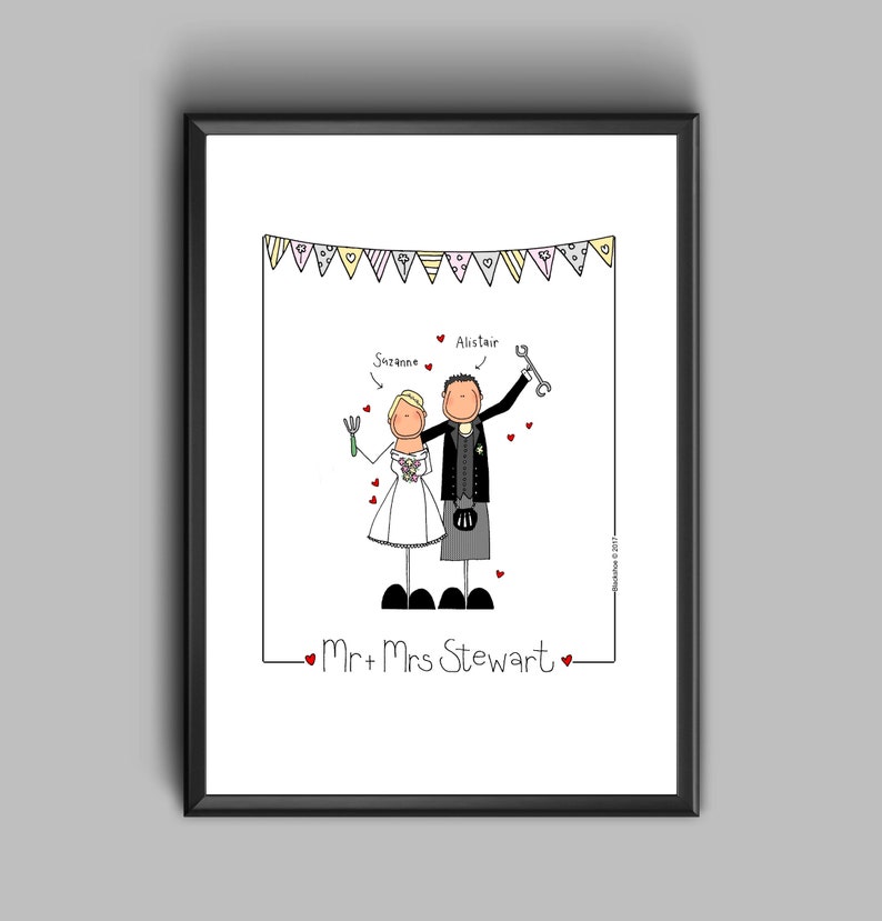 Mr & Mr A4 Personalised Wedding Portrait Framed Wedding - Etsy