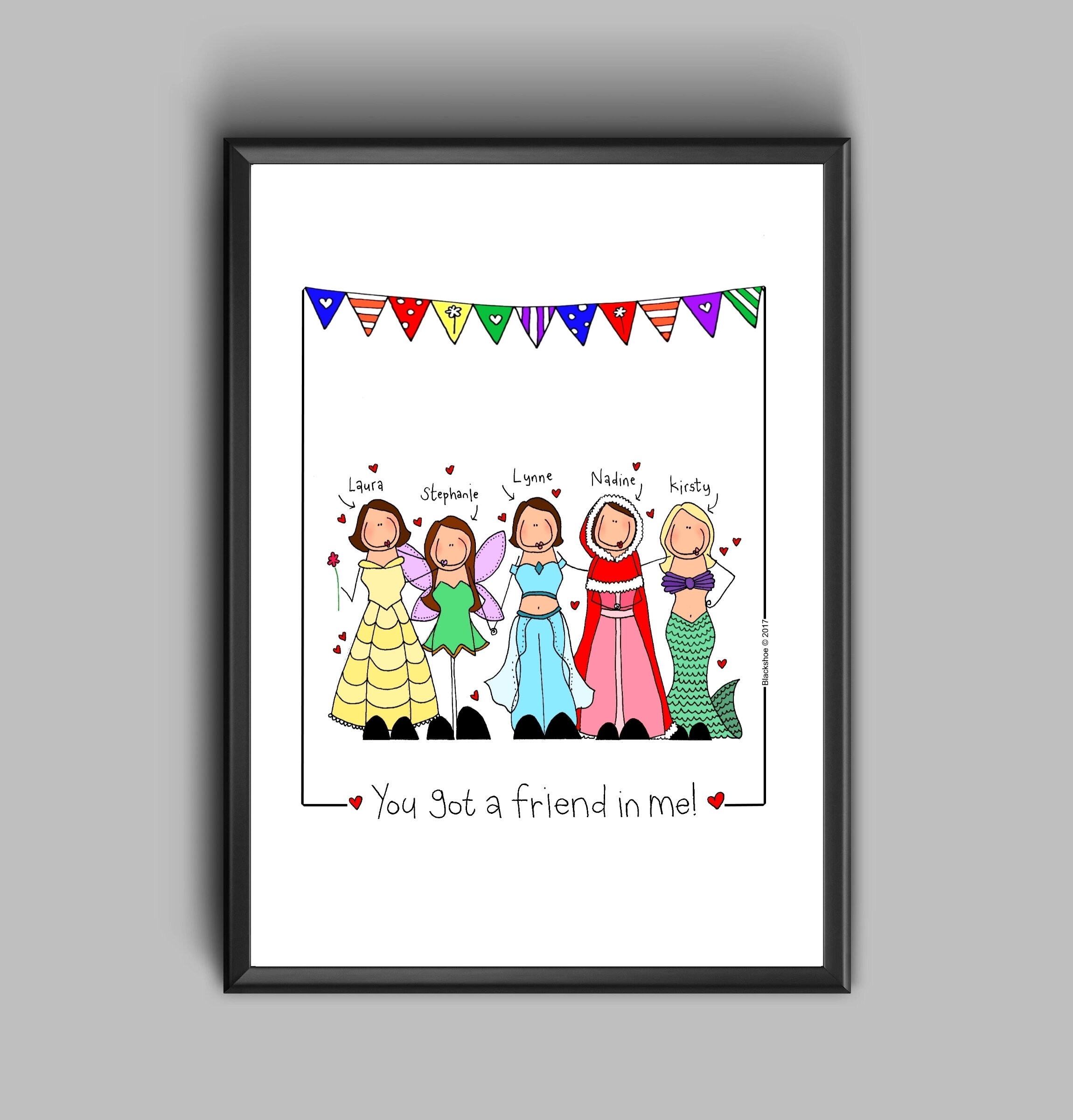 Custom Friends Portrait Framed Friends Print Personalised | Etsy