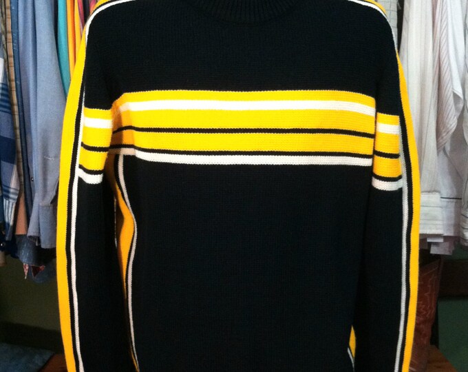 60s Black and Yellow Ski Racing Sweater Slalom Skier - Etsy
