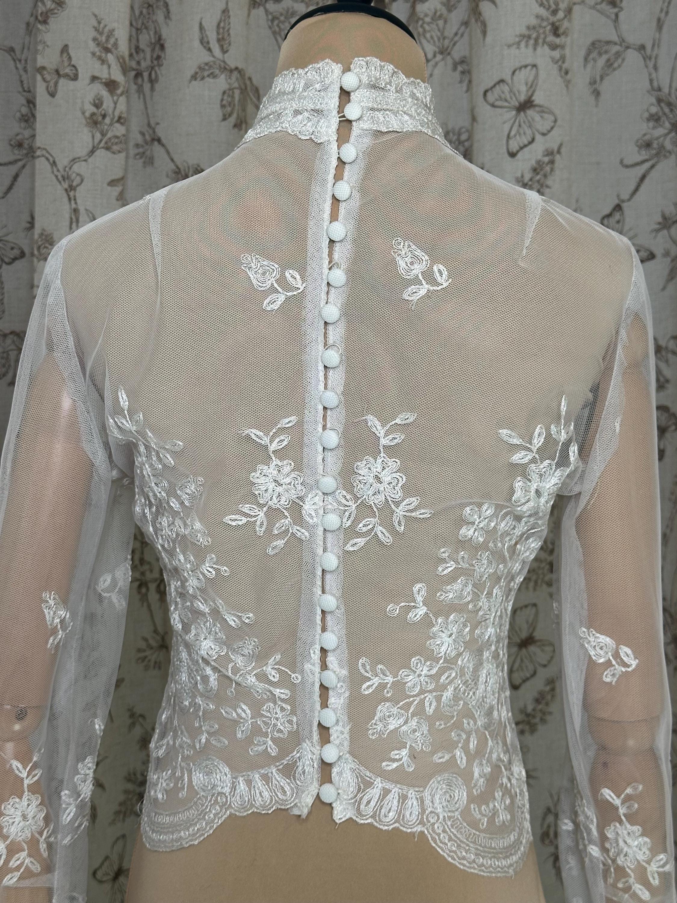 Lacy Lady - Victorian Style Early 80's Button Back Long Sleeve Lace ...