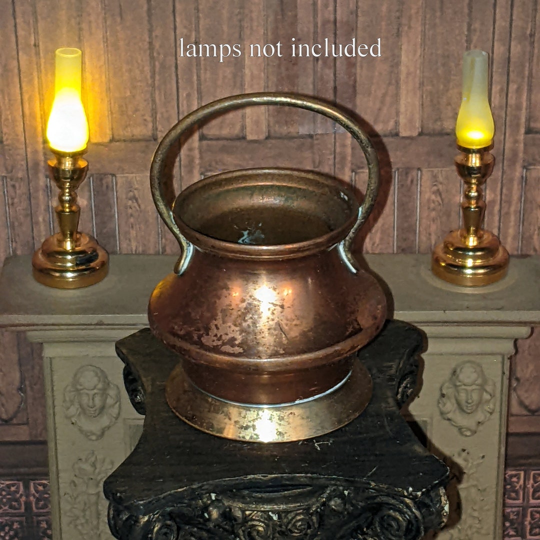 Vintage 2.5" Miniature Brass and Copper Pot Belly Cook Kitchen Kettle ...