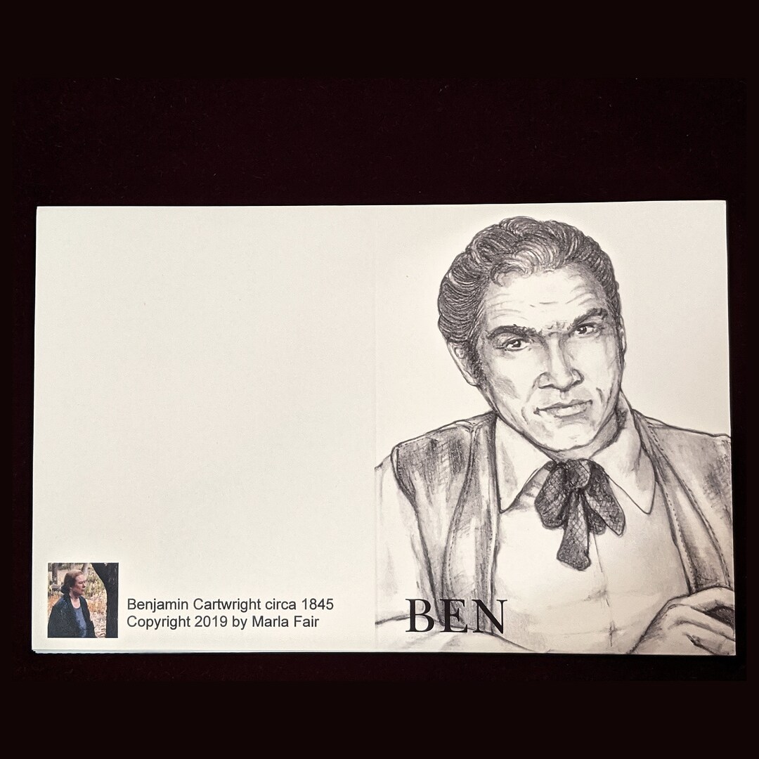 5.5 Benjamin Cartwright 1845 B&W Bonanza Note Card Art by Marla Fair - Etsy