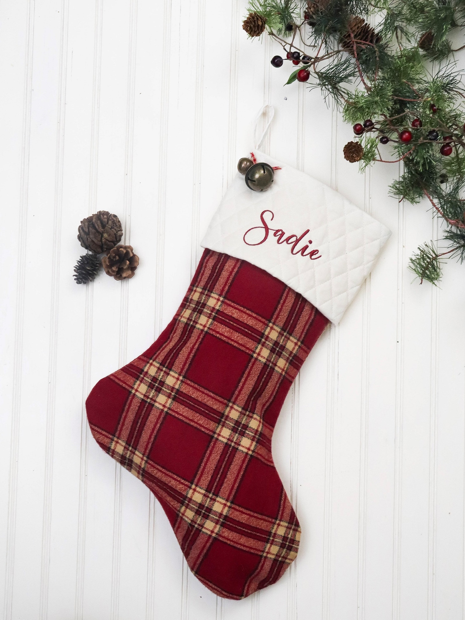 One 1 Flannel Christmas Stocking Personalized Christmas - Etsy