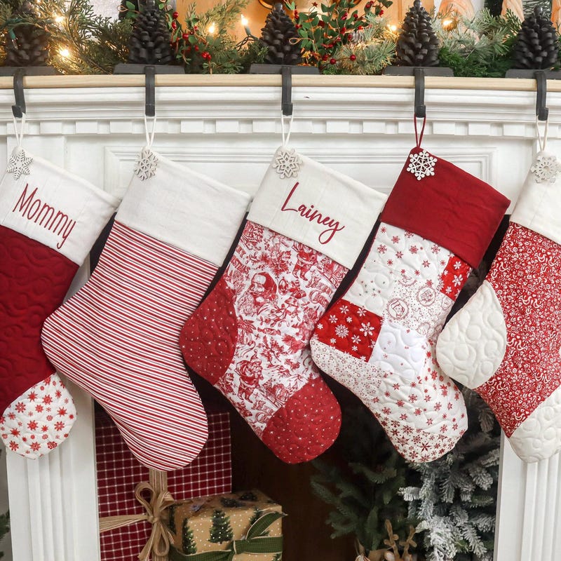 White Patchwork Stocking - Etsy