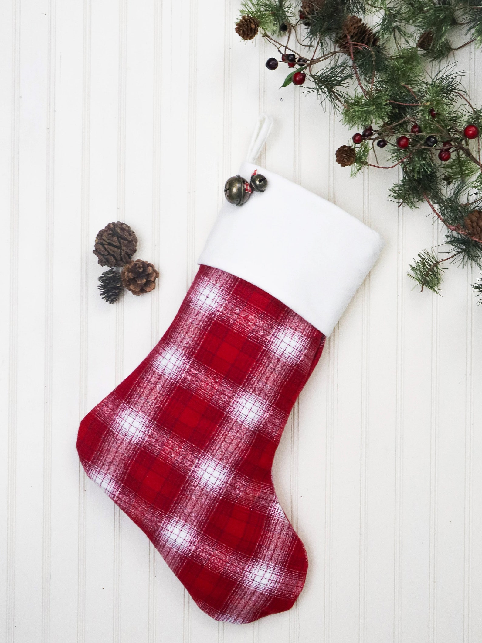 One 1 Flannel Christmas Stocking, Personalized Christmas Stocking ...