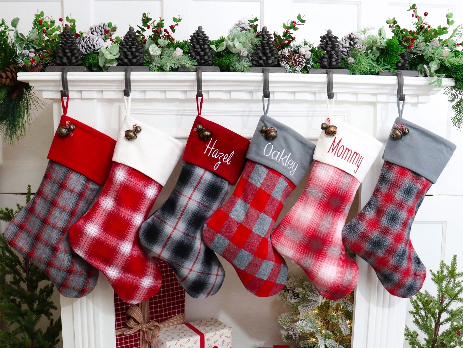 One 1 Flannel Christmas Stocking, Personalized Christmas Stocking ...