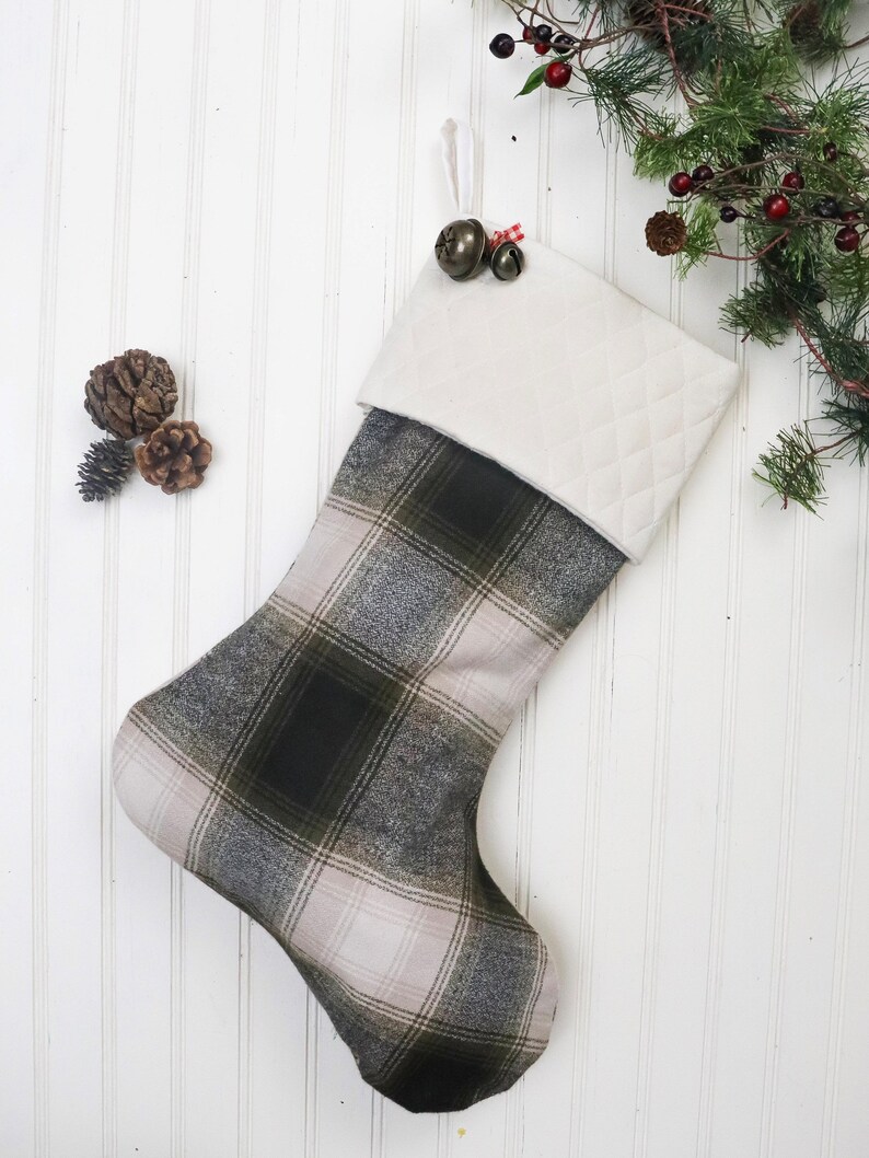 One 1 Flannel Christmas Stocking Personalized Christmas - Etsy