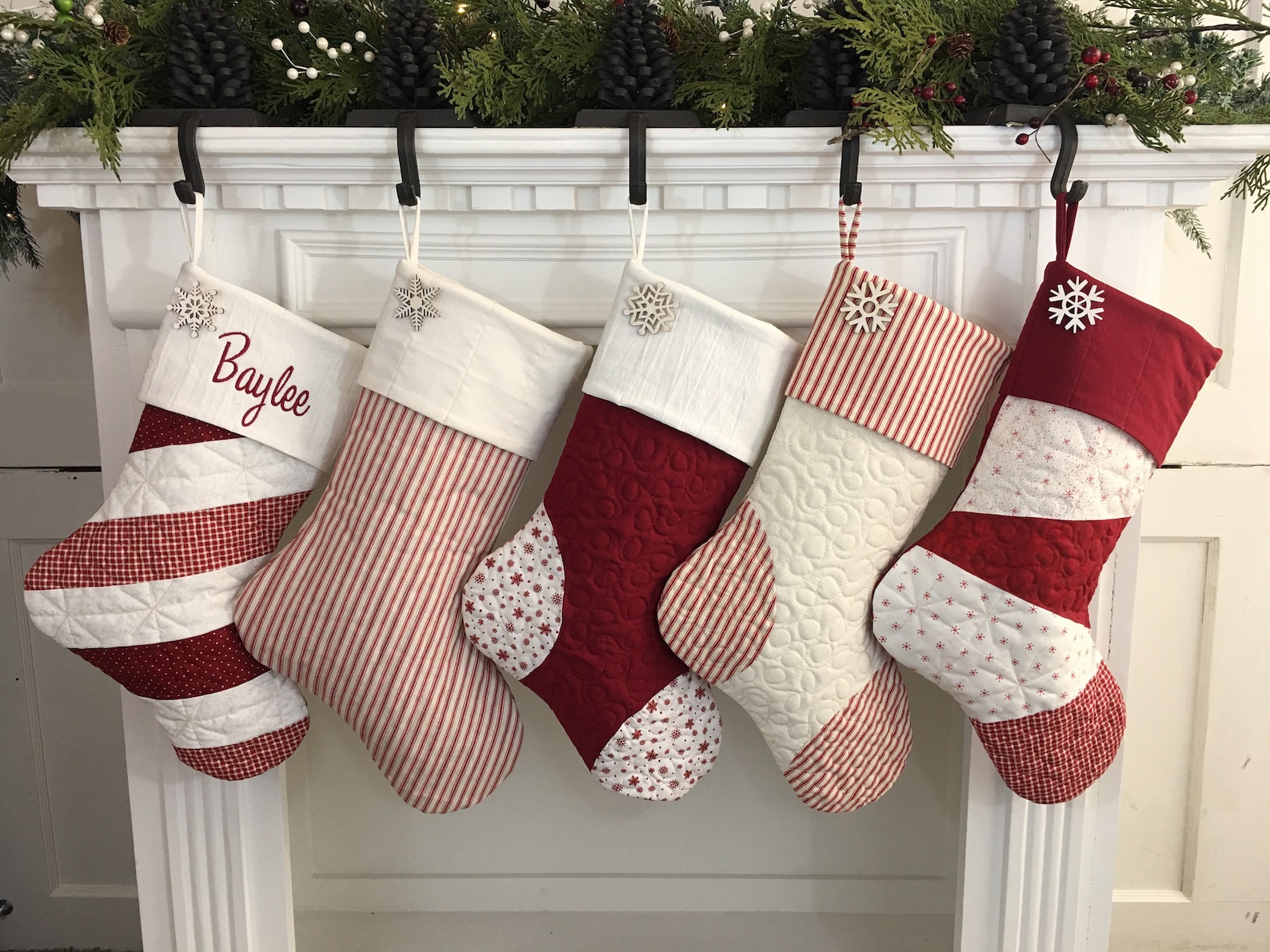 Quilted Christmas Stocking Set of Five 5 Stockings | Etsy