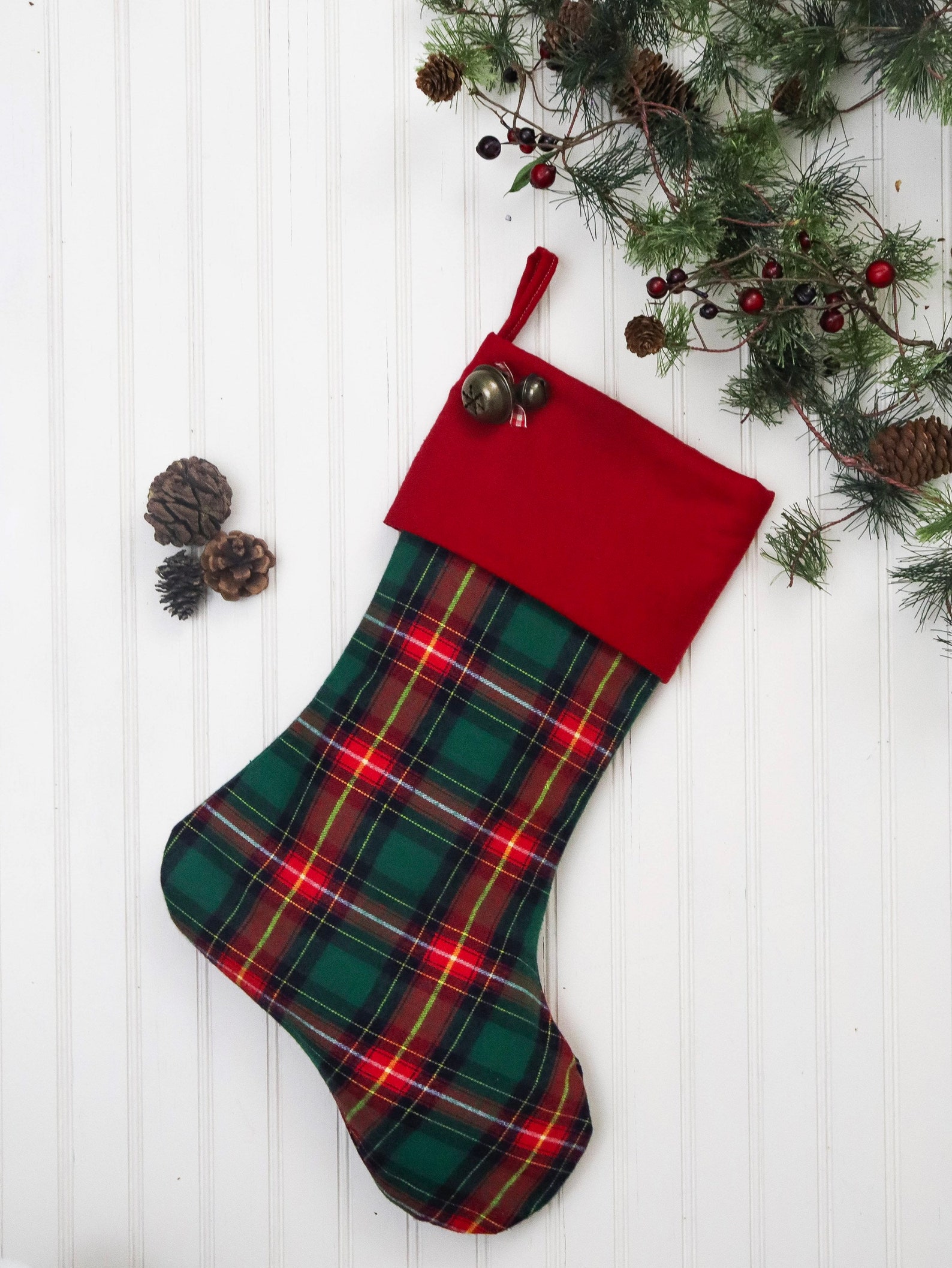 One 1 Flannel Christmas Stocking Personalized Christmas - Etsy
