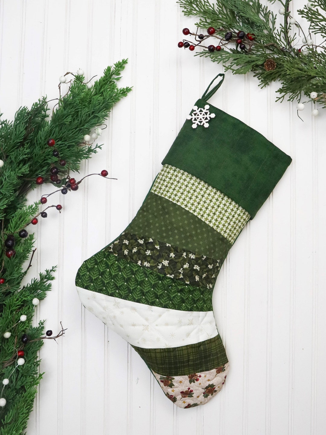 Quilted Christmas Stocking. Personalized Christmas Stocking, Farmhouse ...