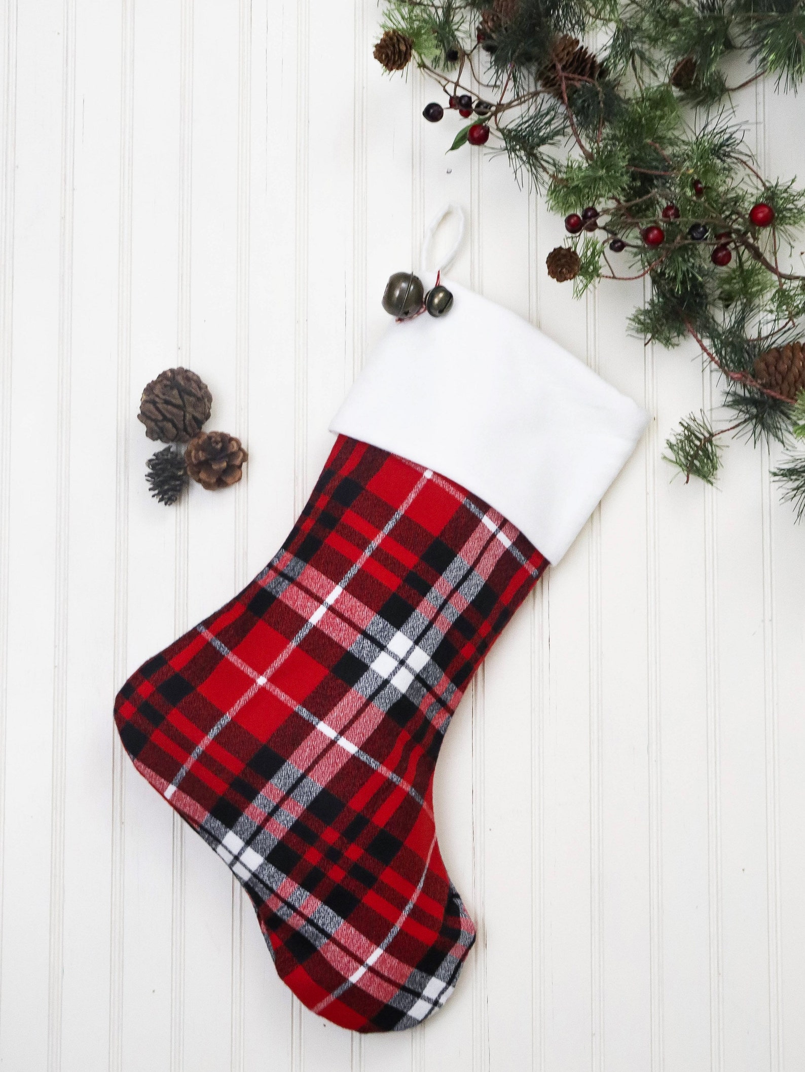 One 1 Flannel Christmas Stocking Personalized Christmas - Etsy