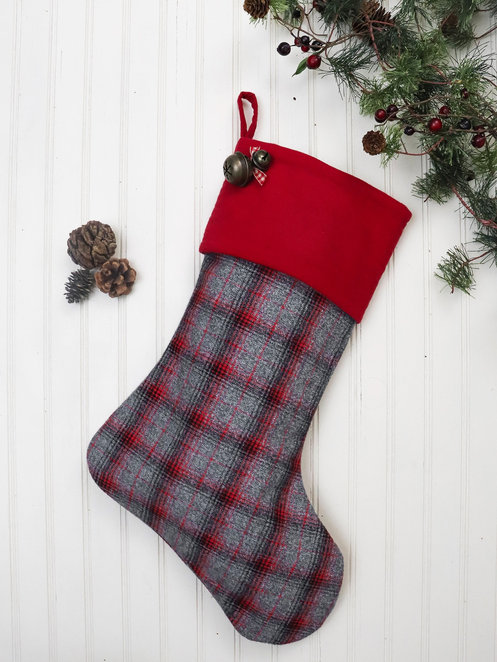 One 1 Flannel Christmas Stocking, Personalized Christmas Stocking ...