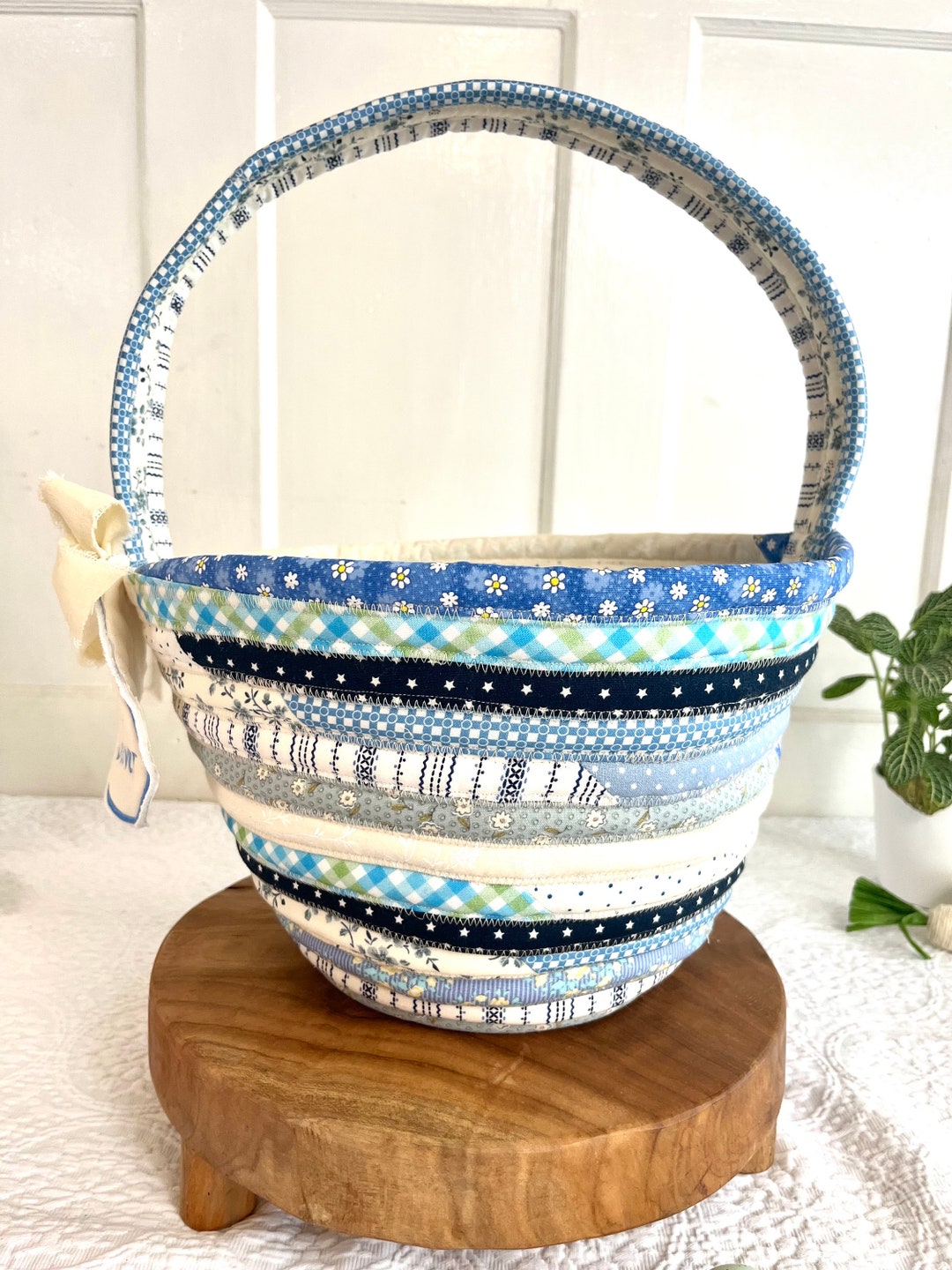 Quilted Easter Basket, Personalized Easter Basket, Easter Bunny Basket, Farmhouse Easter Basket ...