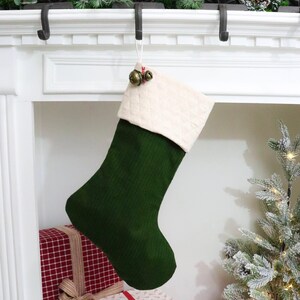 Flannel Christmas Stocking, Green Flannel Christmas Stocking, Farmhouse ...