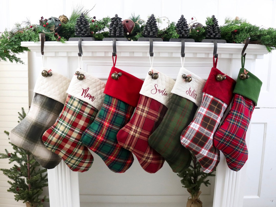 One (1) Flannel Christmas Stocking, Personalized Christmas Stocking ...