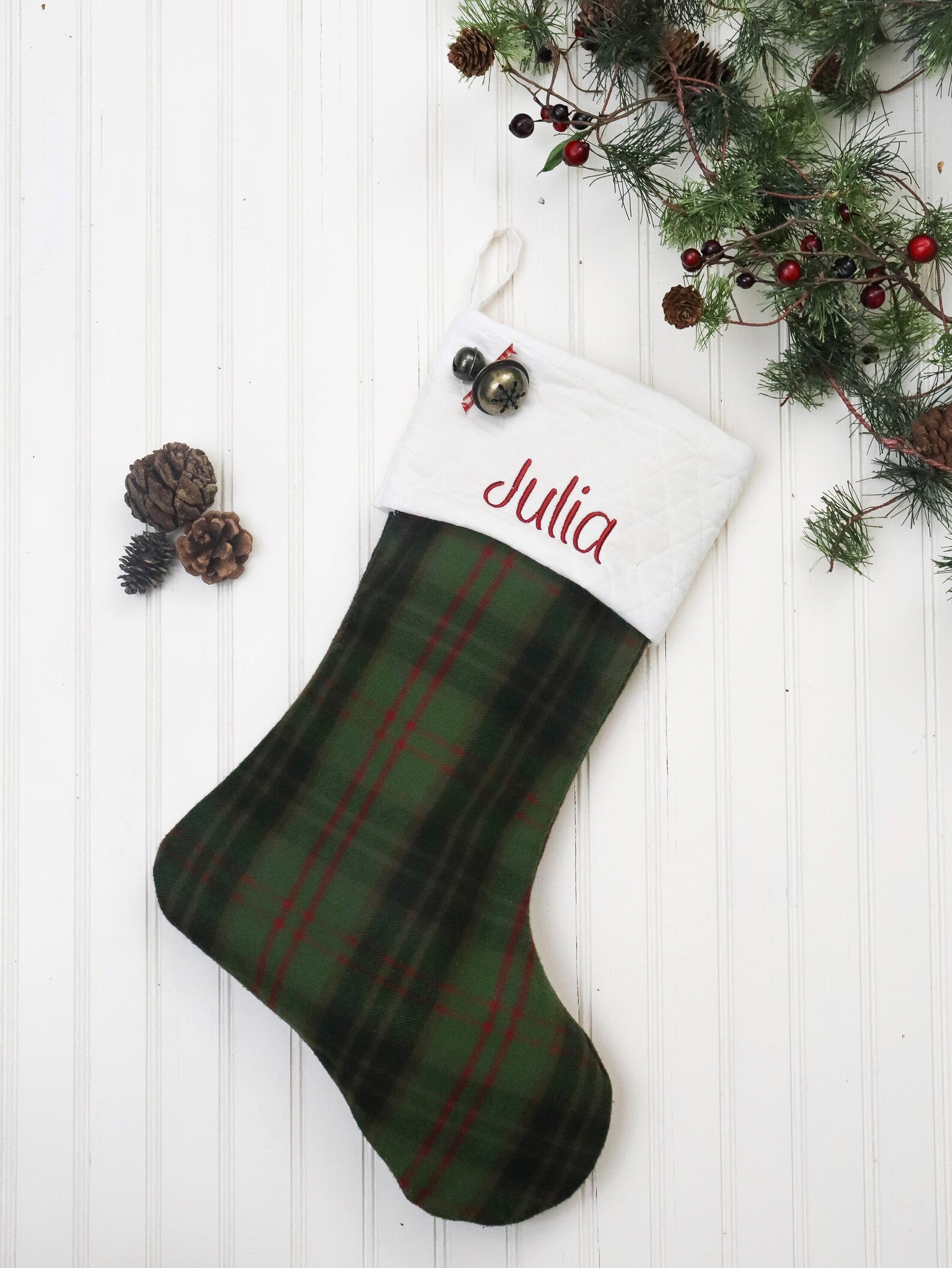 One 1 Flannel Christmas Stocking Personalized Christmas - Etsy