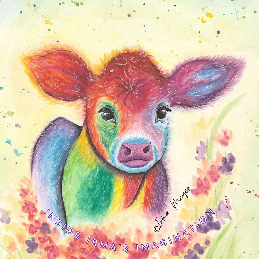Colorful Summer Calf Watercolor Print Pin Button Badge - Etsy