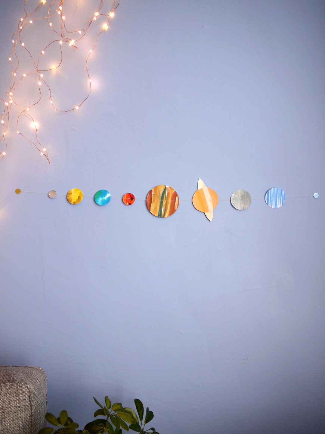 SOLAR SYSTEM Wall Hanging - Hand-painted Original Celestial - Minimal ...