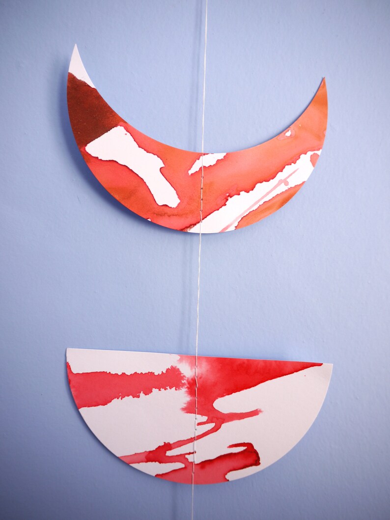 BLOOD Moon Phases Wall Hanging Hand-painted Ink Art Lunar - Etsy