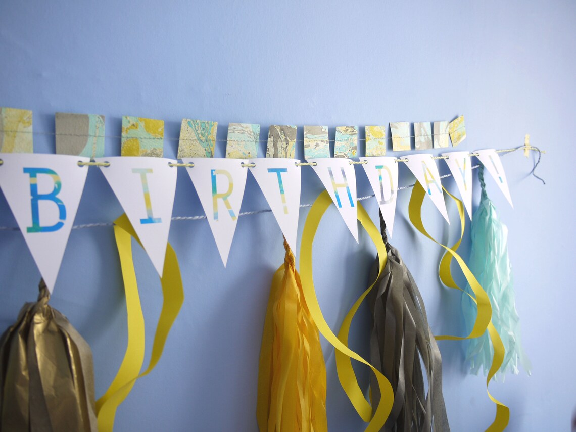 HAPPY BIRTHDAY printable download paint effect banners | Etsy