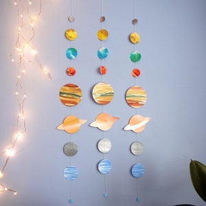 SOLAR SYSTEM Wall Hanging - Hand-painted Original Celestial - Minimal ...