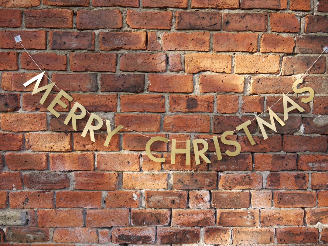 MERRY CHRISTMAS Letter Banner - Classic Christmas Decoration, Metallic ...