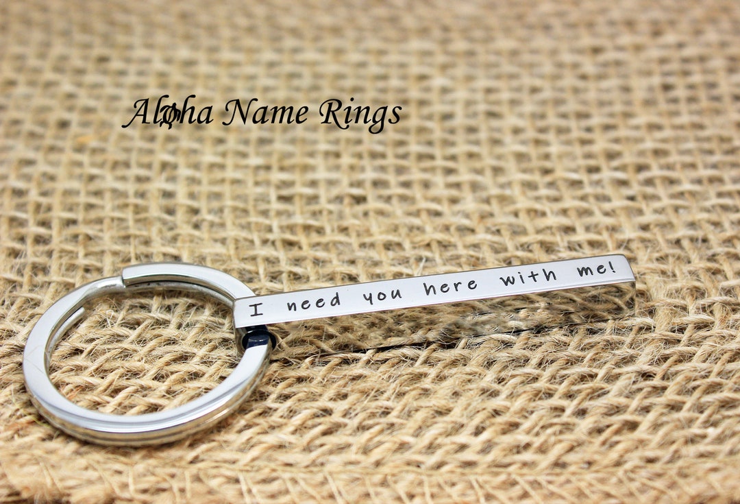 Personalized Stainless Steel Silver 4 Sided Bar Cuboid Keychain Custom ...