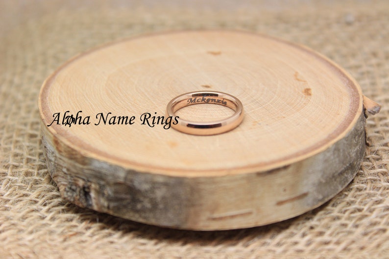 Rose Gold Stainless Steel Domed Ring Comfort Fit Wedding Band 3mm ...