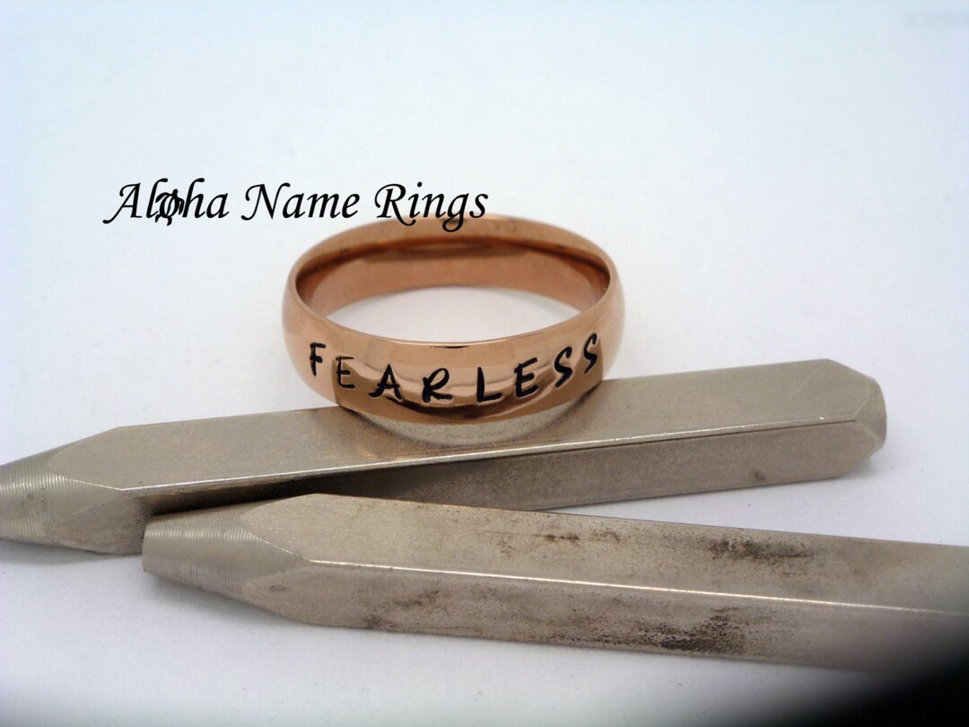 Fearless, Hope, Brave, Faith - Hand Stamped Domed Rose Gold Stainless ...