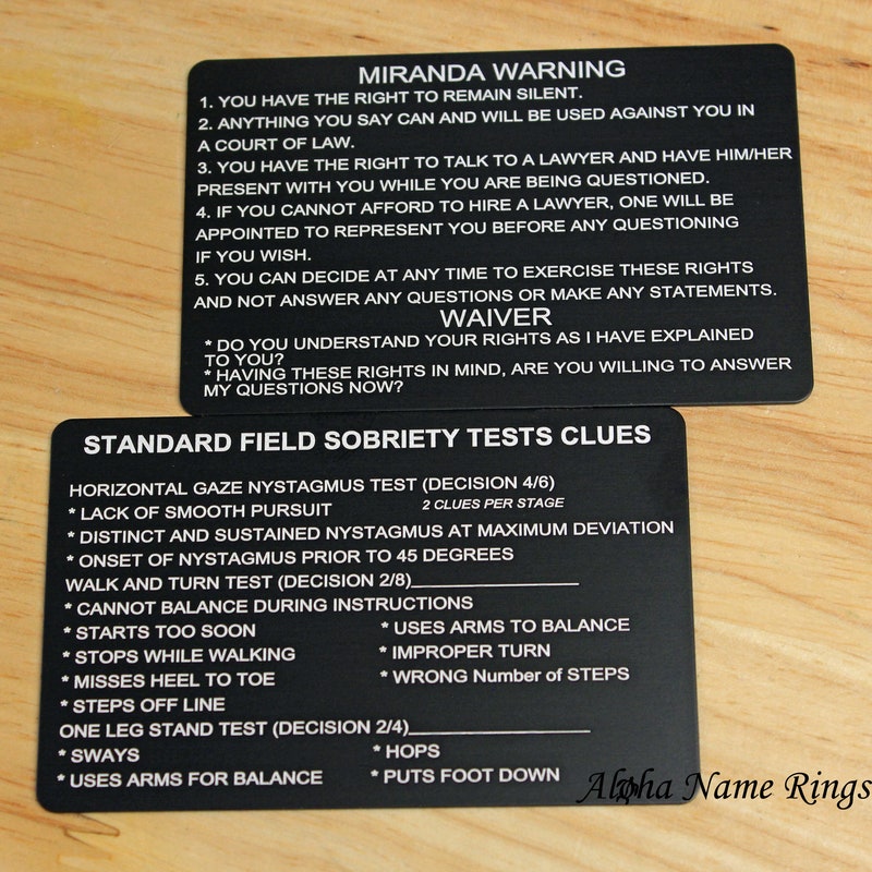 Metal Miranda Rights Cards - Etsy