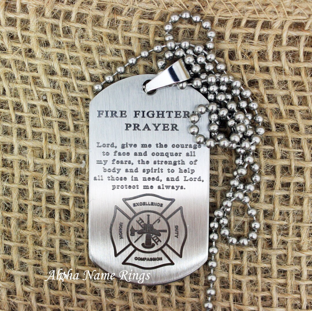 Fireman's Prayer Stainless Steel Military Style Dog Tag. Laser ...