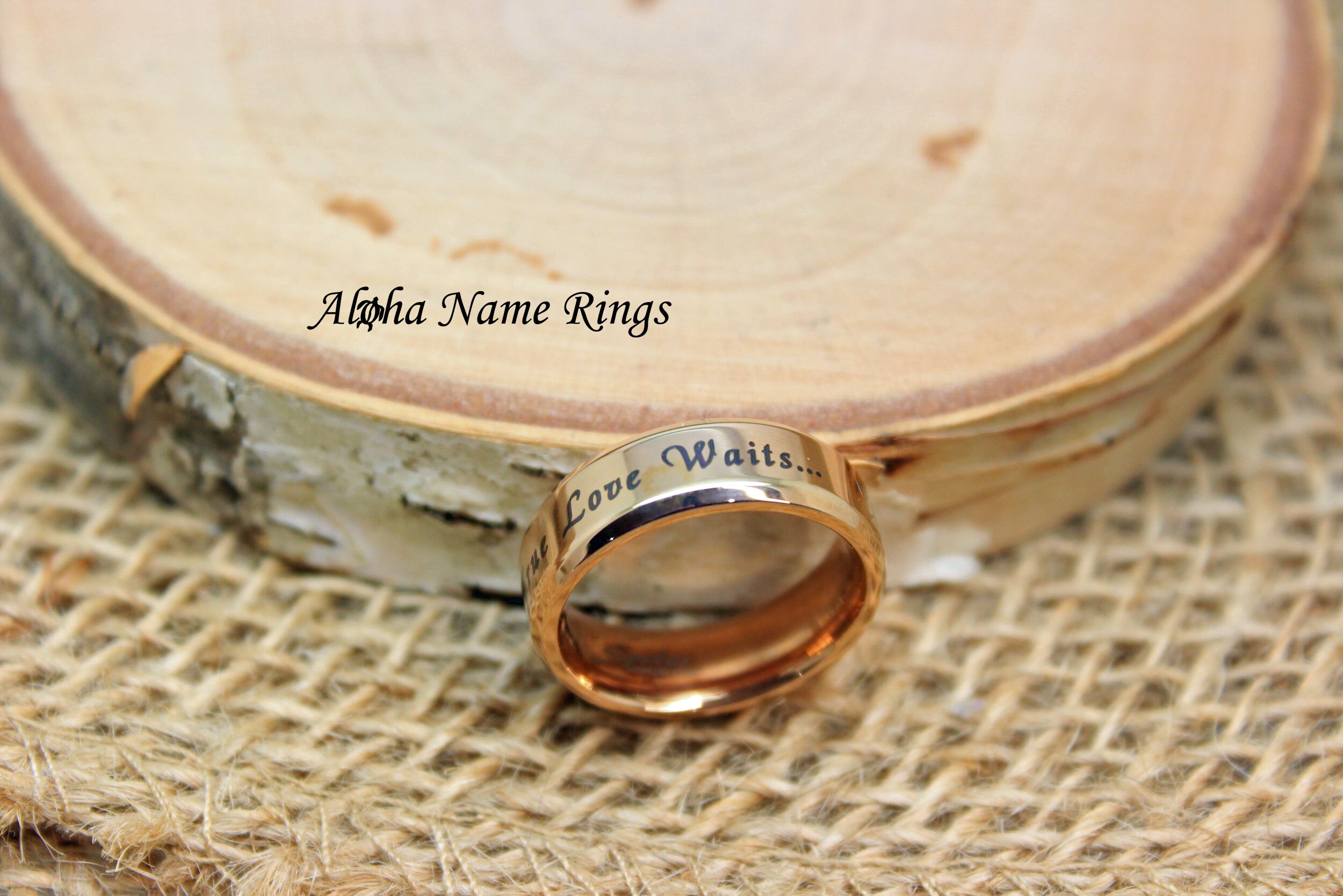 Personalized "true Love Waits..." Promise Ring Rose Gold Stainless ...