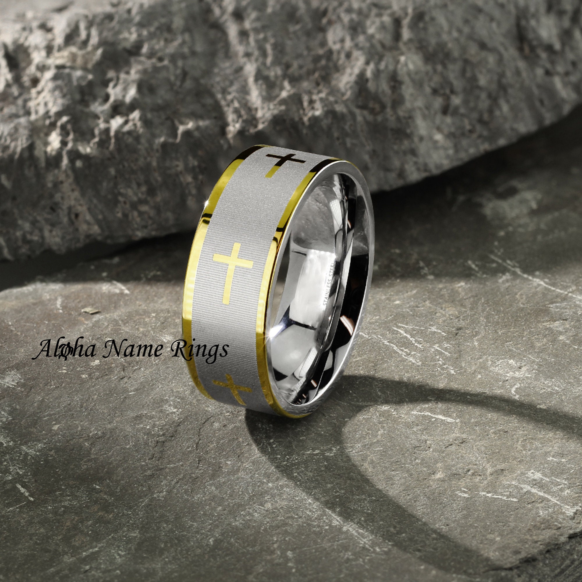 Custom LASER Engraved PVD Gold Cross With Brush Finished Center and ...