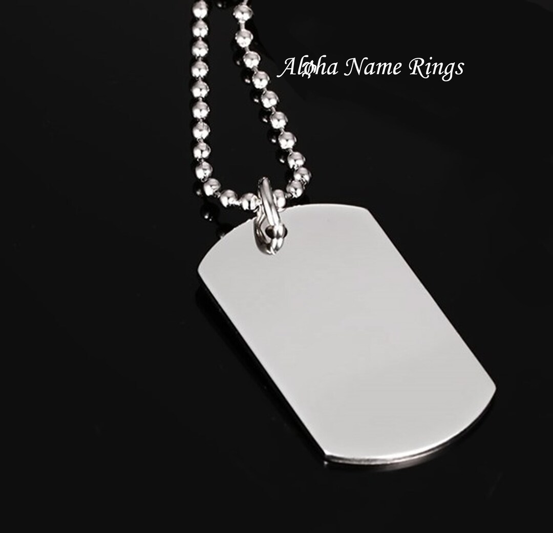 Silver Stainless Steel Military Style - Medium Size - Dog Tag Pendant ...