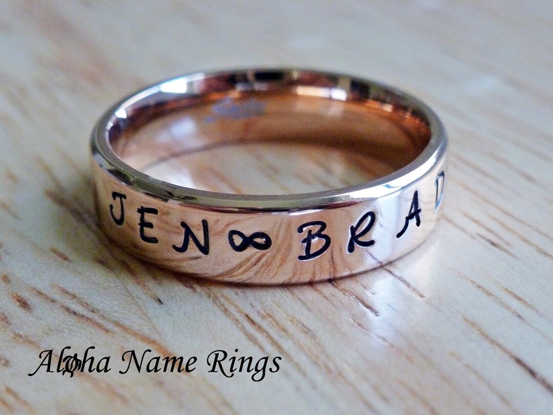 Personalized Hand Stamped Rose Gold Stainless Steel Name Ring - Promise ...
