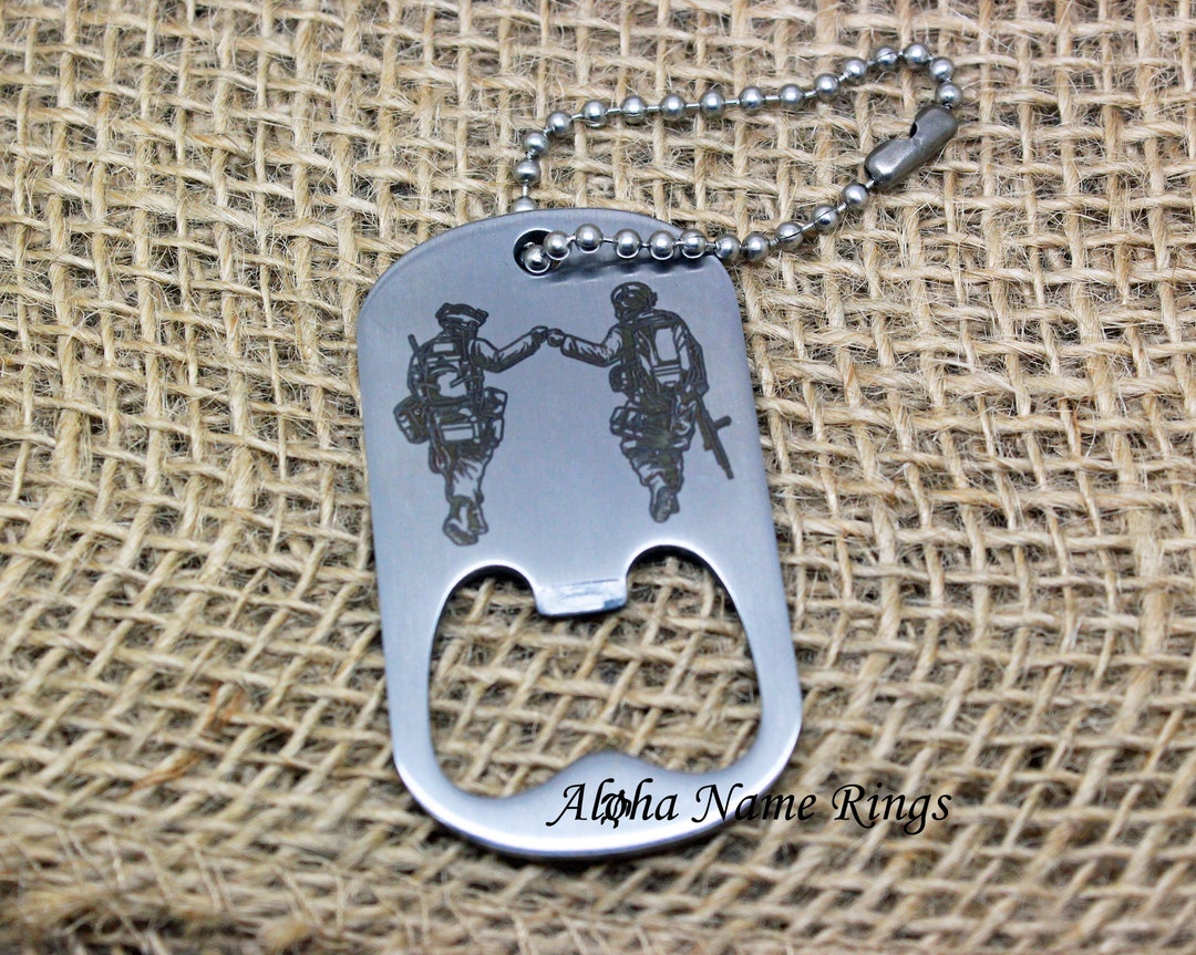 Bottle Opener Military Dog Tag Keychain for Soldiers, Marines, Veterans ...