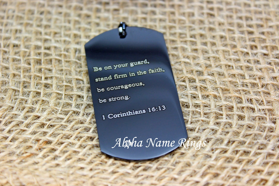 Black Stainless Steel Military Style Dog Tag Pendant Laser Engraving ...