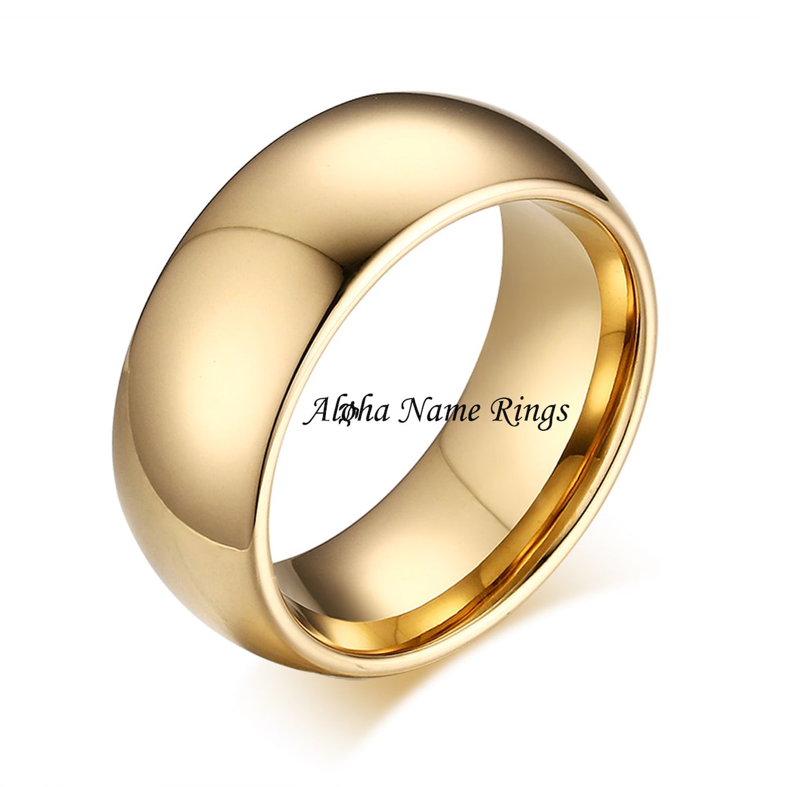Gold Tungsten Carbide Ring. Domed Comfort Fit Wedding Band for - Etsy