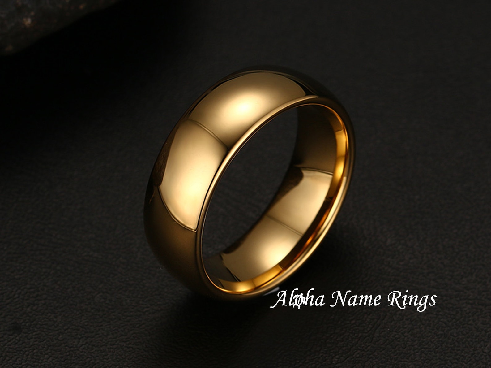 Gold Tungsten Carbide Ring. Domed Comfort Fit Wedding Band for - Etsy