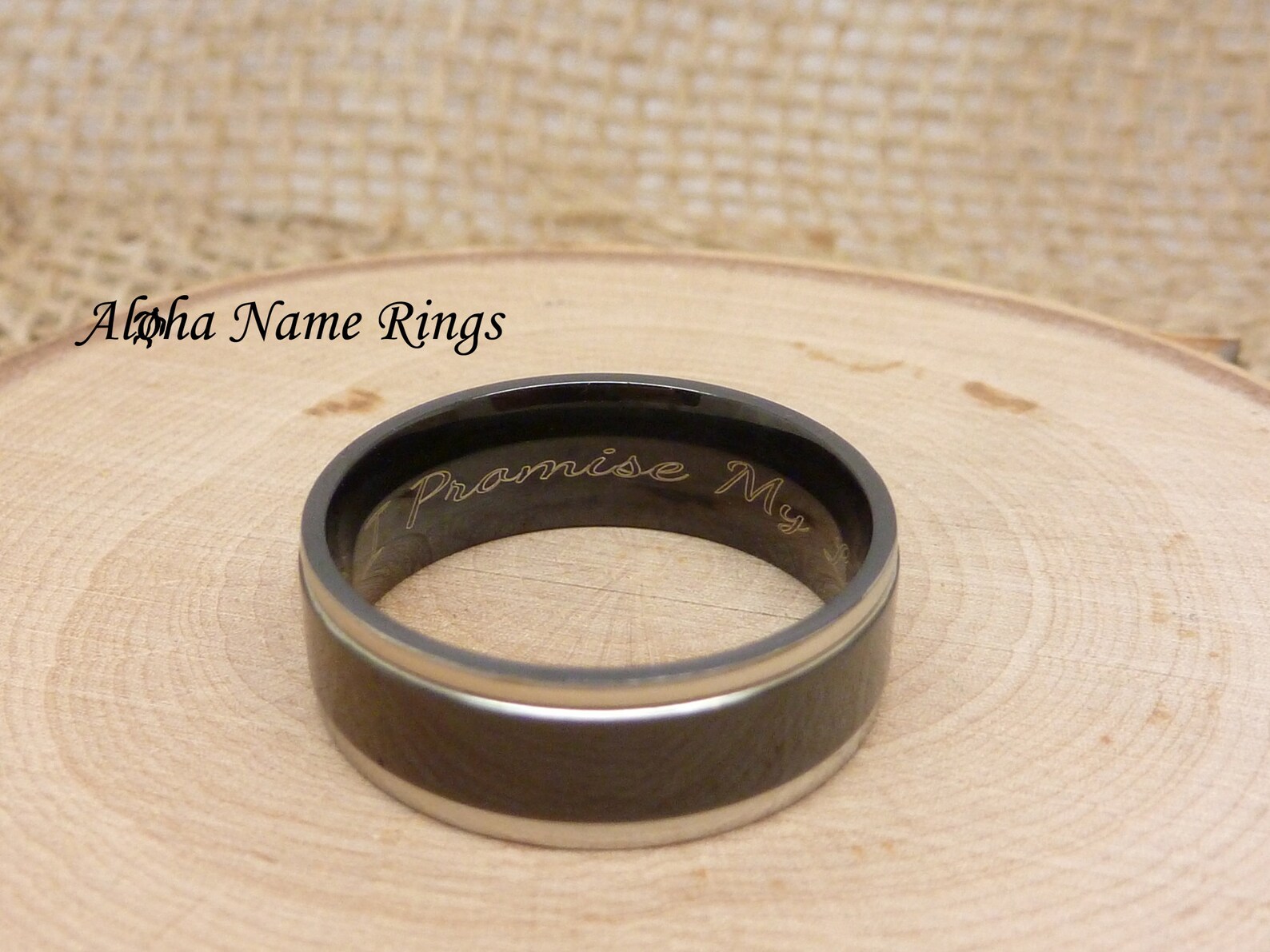 2 Tone Solid Titanium Ring Personalized Promise Ring - Etsy