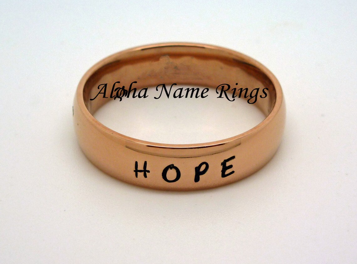Fearless, Hope, Brave, Faith - Hand Stamped Domed Rose Gold Stainless ...