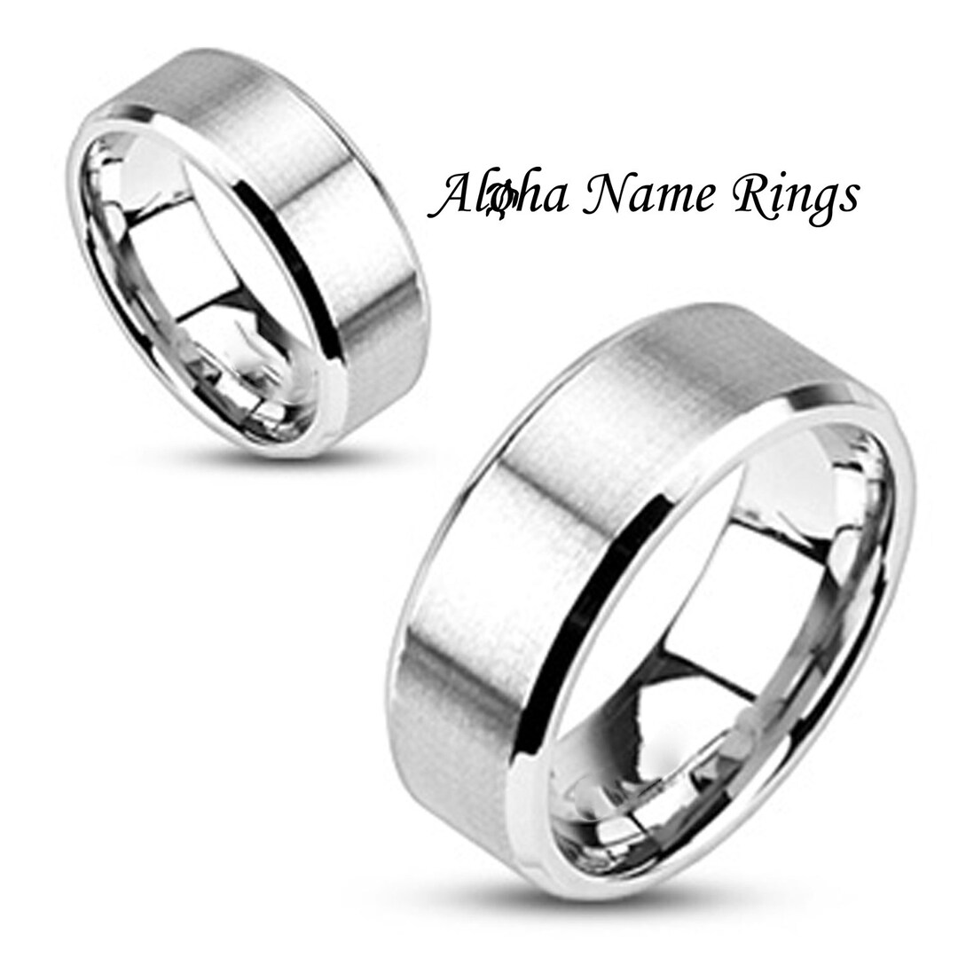 Custom Brushed Stainless Steel Name Ring for Men or Women Optional ...