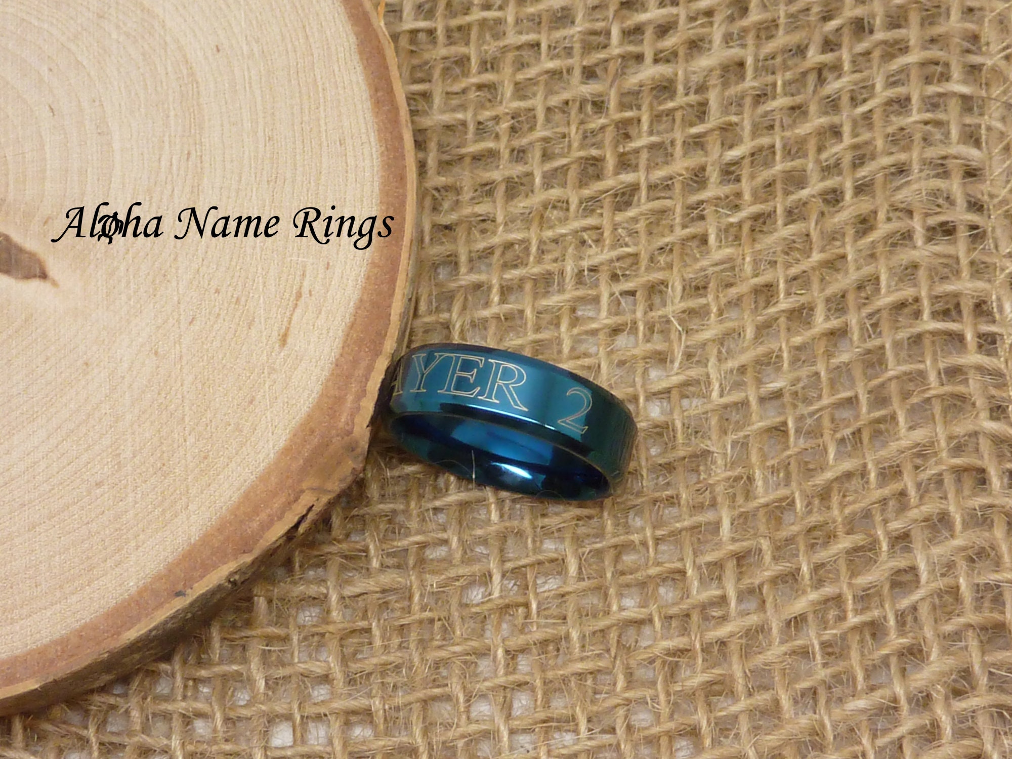 PLAYER 1 PLAYER 2 Set of 2 Video Games Jewelry laser Engraved Blue ...